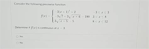 Solved Consider The Following Piecewise Function