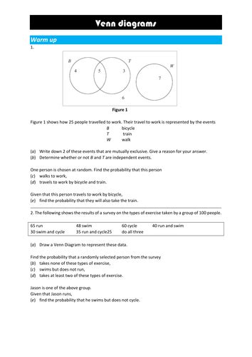 Gcse 9 1 Venn Diagrams Teaching Resources