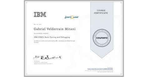 Gabriel V On Linkedin Completion Certificate For Ibm Cobol Basic