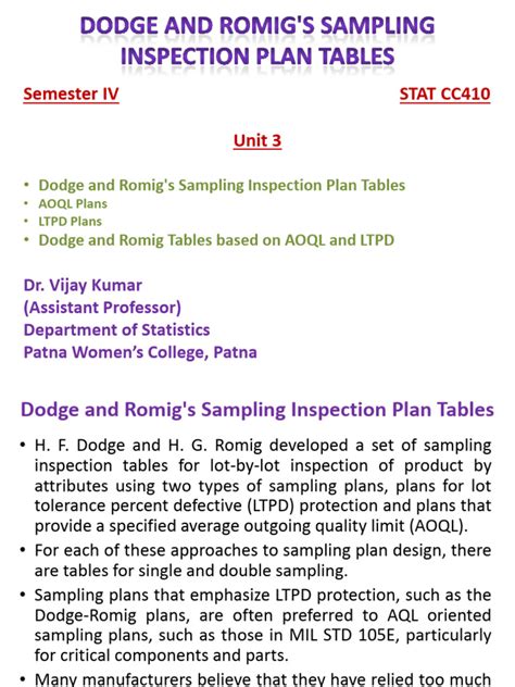 Dodge And Romigs Sampling Inspection Plan Tables Download Free Pdf Sampling Statistics
