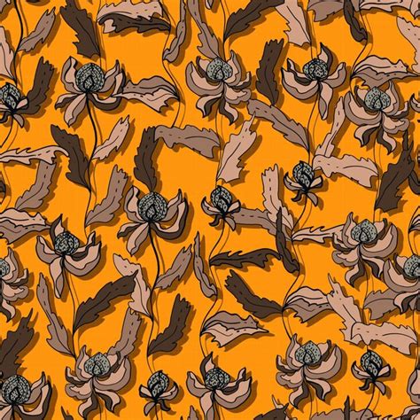 Flowers And Foliage Botanical Vector Seamless Pattern Premium Vector