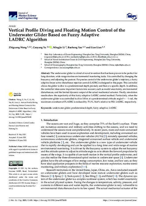 Pdf Vertical Profile Diving And Floating Motion Control Of The