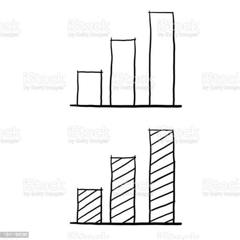 바와 비즈니스 성장 차트 분석 및 데이터 분석을 제공합니다 낙서 그래프 개요 스케치 만화 일러스트레이션 그래프에 대한 스톡 벡터