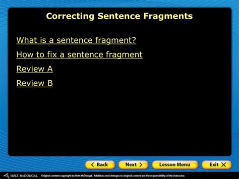 Correcting Sentence Fragments A Guide