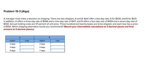 solved problem 15 3 algo a manager must make a decision on