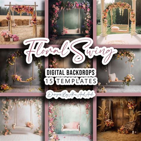 Floral Swing Backdrop Background Digital Photo Shoot Studio Birthday