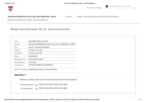 Week 8 Quiz Answers To Week 8 Quiz Review Test Submission Quiz 8