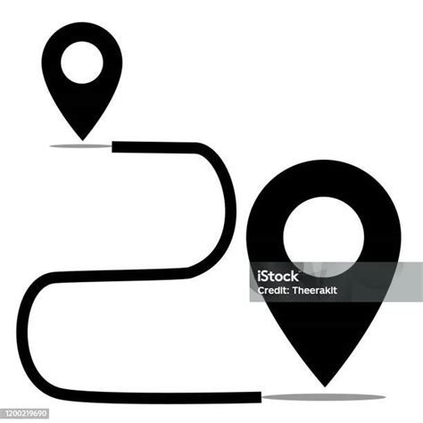 흰색 배경에 검은 색 경로 위치 아이콘입니다 플랫 스타일 Gps 네비게이터 맵 포인터 기호 개념에 대한 스톡 벡터 아트 및 기타