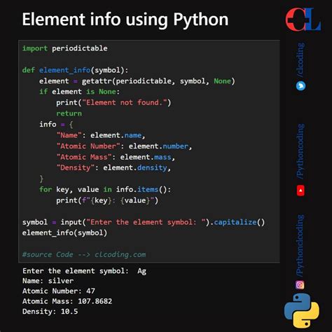 Element Info Using Python