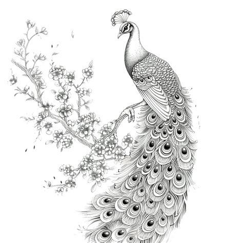 Peacock Line Drawing