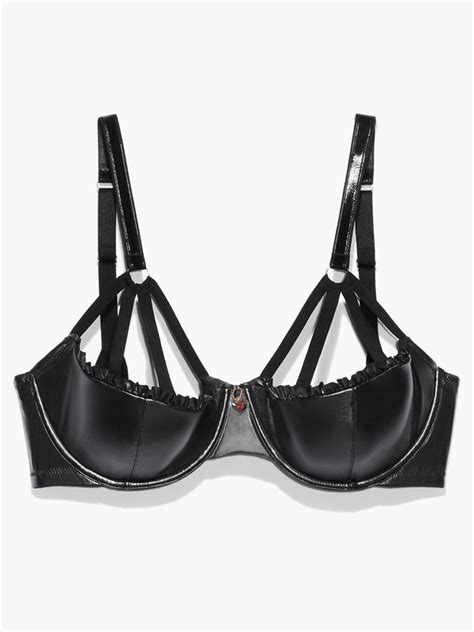 Glossy Flossy Caged Quarter Cup Bra In Black Savage X Fenty
