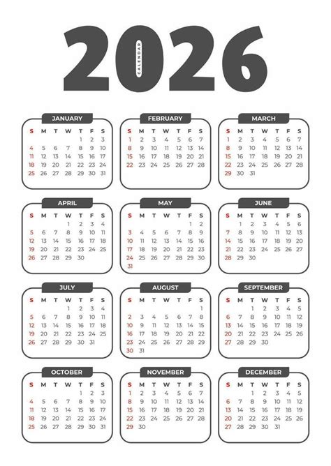 2026 Básico Calendario En Blanco Antecedentes 33950296 Vector En Vecteezy
