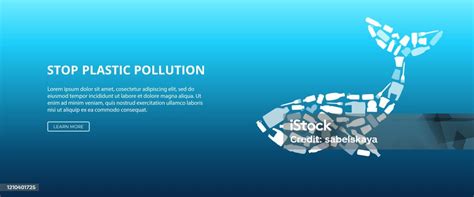 바다 플라스틱 오염 을 중지 쓰레기로 만든 고래 모양의 생태 포스터 고래에 대한 스톡 벡터 아트 및 기타 이미지 고래 플라스틱 배경 주제 Istock