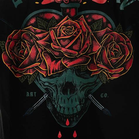 Sullen Trinity Skull Roses Flowers Floral Heart Tattoos Ink Art T Shirt