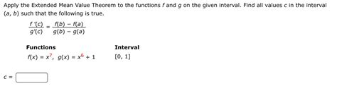 Solved Apply The Extended Mean Value Theorem To The