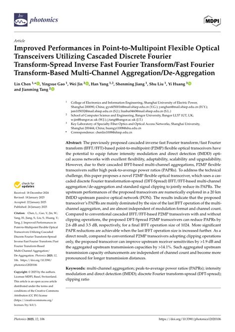 Pdf Improved Performances In Point To Multipoint Flexible Optical Transceivers Utilizing