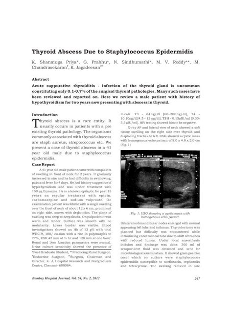 Pdf Thyroid Abscess Due To Staphylococcus Epidermidis6 Jacobs A