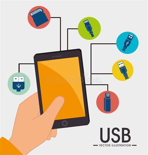 Usb Technology Connection Stock Illustration Illustration Of Smartphone