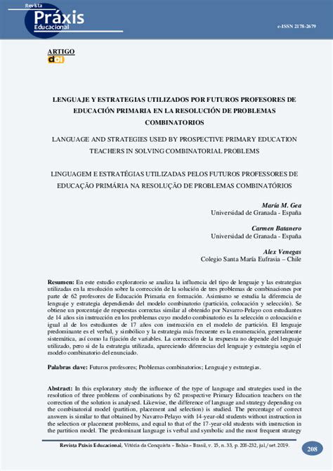 Pdf Lenguaje Y Estrategias Utilizados Por Futuros Profesores De Educación Primaria En La