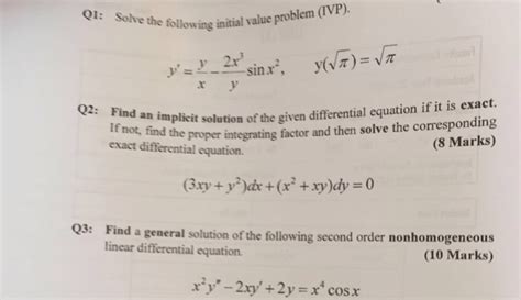 Solved Solve The Following Initial Value Problem Ivp Y