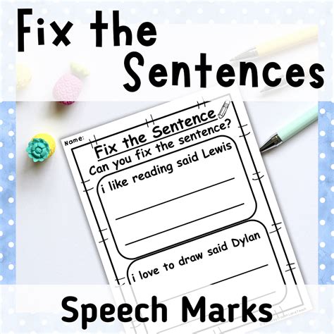 Speech Marks Worksheets Crayon Lane Teach