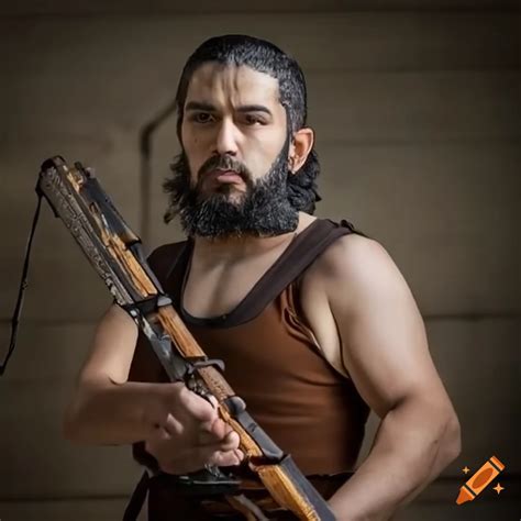 White Hispanic Male Rogue With Crossbow And Armor On Craiyon
