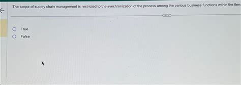 Solved The Scope Of Supply Chain Management Is Restricted To