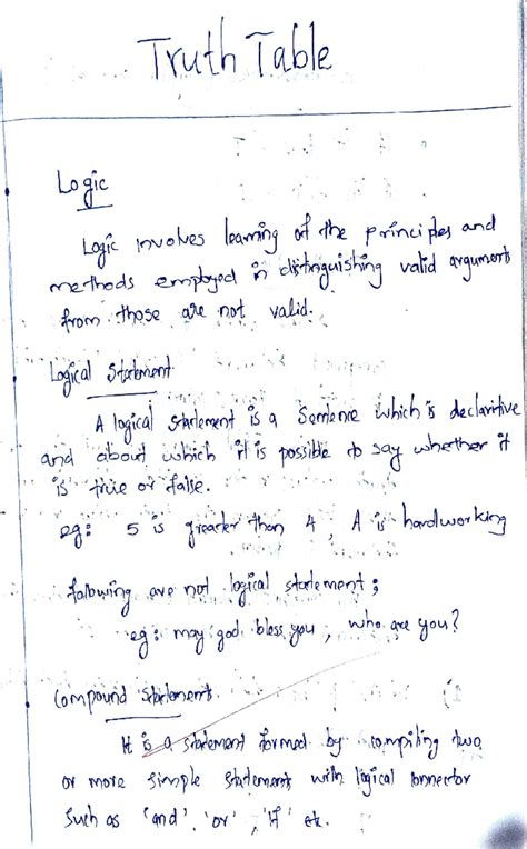 Truth Table~stati Statistics Notes Truth Table Loic Logic Vo Ves