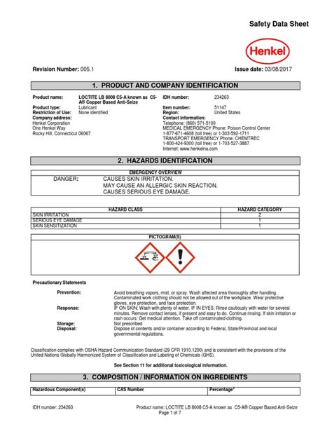 43 Loctite Lb8008 C5a Msds Pdf Dangerous Goods Safety