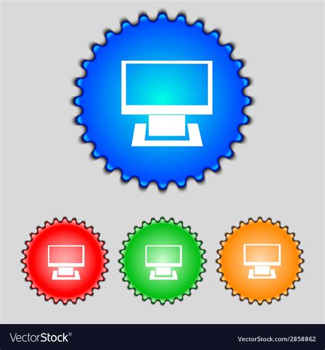 Computer Widescreen Monitor Sign Icon Set Vector Image