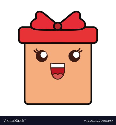 Kawaii Gift Box Icon Royalty Free Vector Image