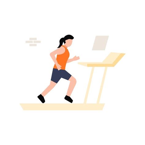 Premium Vector The Girl Is Running On The Treadmill