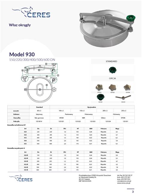 Model 930 150/220/300/400/500/600 mm 0,01/0,04 Bar