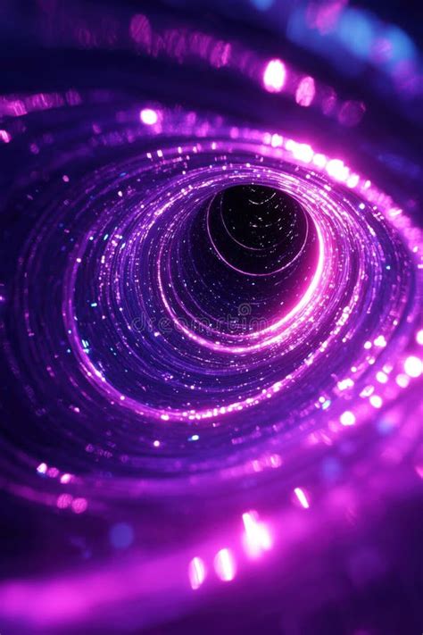 Vortex Of Light And Color In Cosmic Space Swirling Purple And Blue