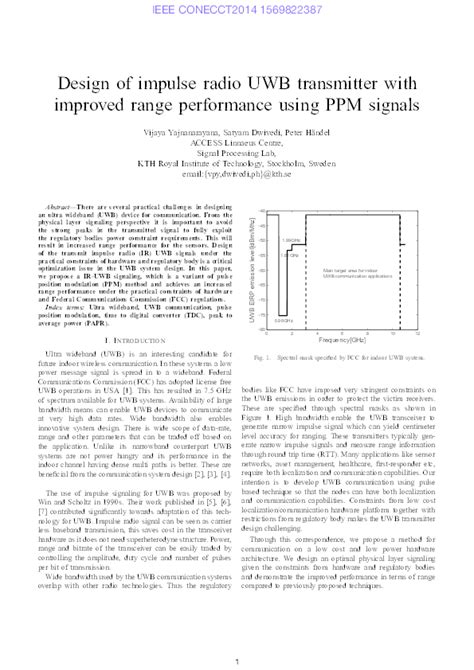 Pdf Design Of Impulse Radio Uwb Transmitter With Improved Range Performance Using Ppm Signals