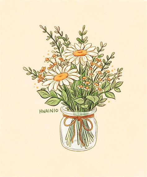 Mason Jar Flower Drawing