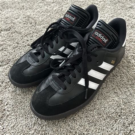 Black And White Mens Adidas Samba Trainers Size 8 Depop
