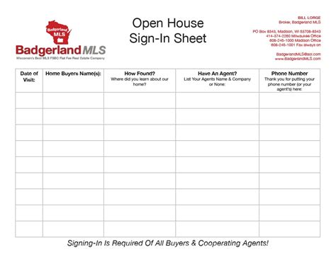 30 Open House Sign In Sheet [pdf Word Excel] For Real Estate Agent