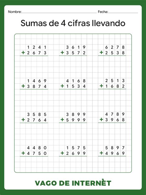 Ejercicios De Sumas De 4 Cifras Para Imprimir 2026
