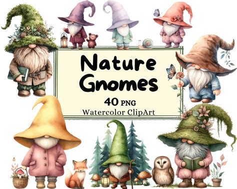Watercolor Nature Gnome Clipart Collection Forest Animals Gnomes