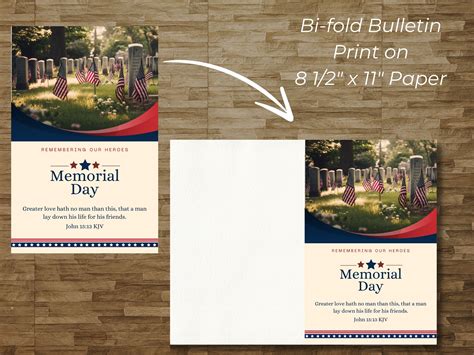 Memorial Day Church Bulletin Cover Worship Service Event Program
