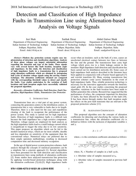 pdf detection and classification of high impedance faults in transmission line using