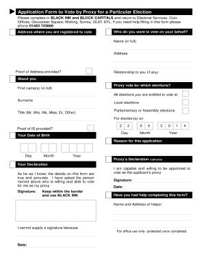Fillable Online Woking Gov Download The Proxy Vote Application Form PDF File Woking