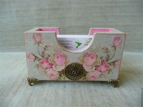 Нежная розовая визитница из дерева для Леди | Decoupage, Tissue holders ...