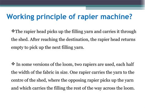 Working Principle Of Rapier And Essential Parts Ppt
