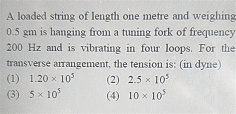 a loaded string of length one metre and weighing 0 5gm is hanging from a
