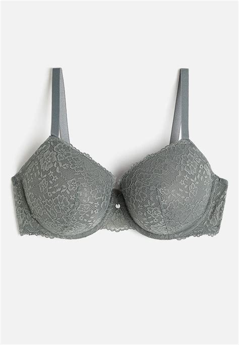 Padded Underwired Lace Bra Grey 1117958008 Handm Bras
