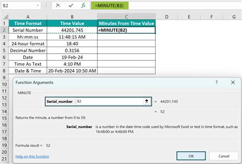 Minute Excel Function Syntax Examples How To Use