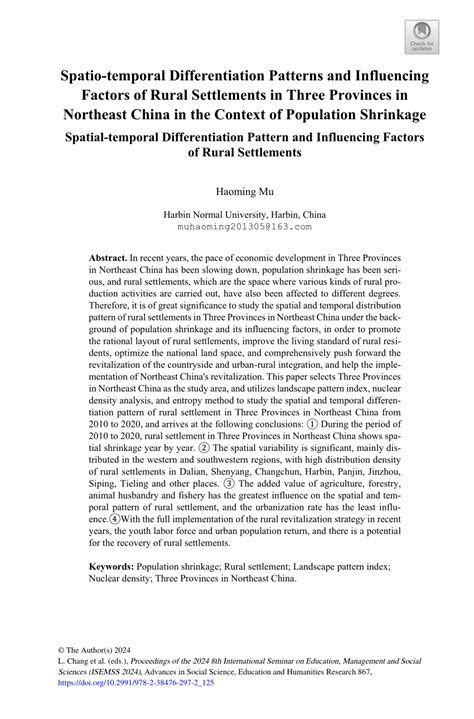 pdf spatio temporal differentiation patterns and influencing factors of rural settlements in