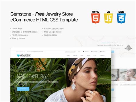 Gemstone Free Html Css Ecommerce Store Website Template